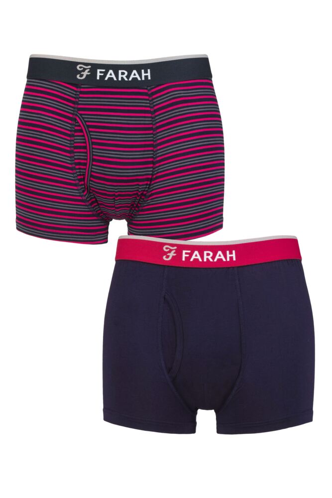 Mens 2 Pair Farah Plain and Stripe Bamboo Keyhole Trunks ...