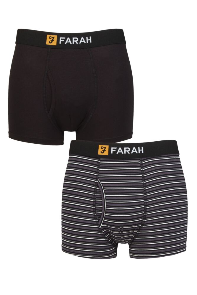 Mens 2 Pack Farah Classic Striped and Plain Bamboo Keyhole Trunks ...